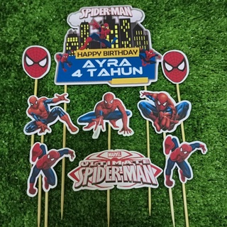 Cake Topper Tema Spiderman/hiasan kek secret recipe@mamasab/brownies ...