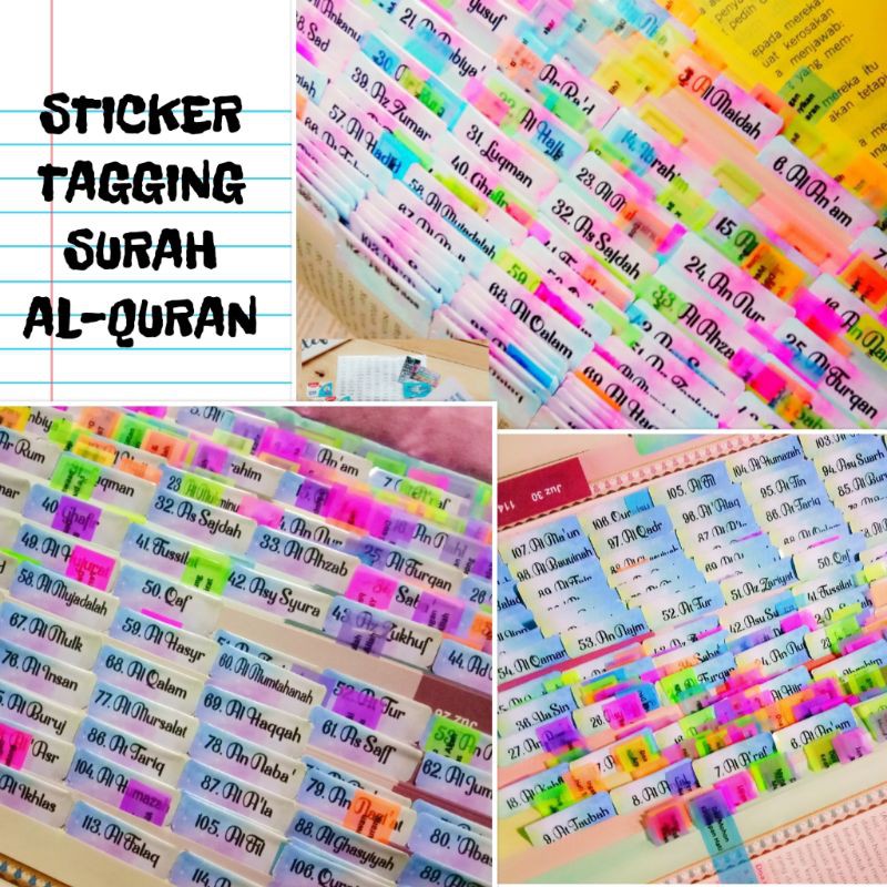 Ready Stock~ Tagging Surah AlQuran 114 surah (STICKER PASANG SIAP ...