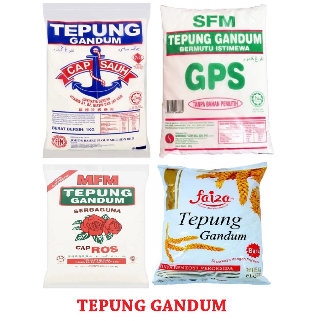 PALING MURAH : TEPUNG GANDUM CAP SAUH / GPS /FAIZA / CAP ROS MFM 850G ...