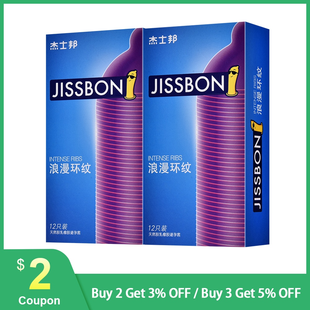 Original Jissbon Intense Ribbed Natural Latex Condoms Ultra Thin Orgasm ...