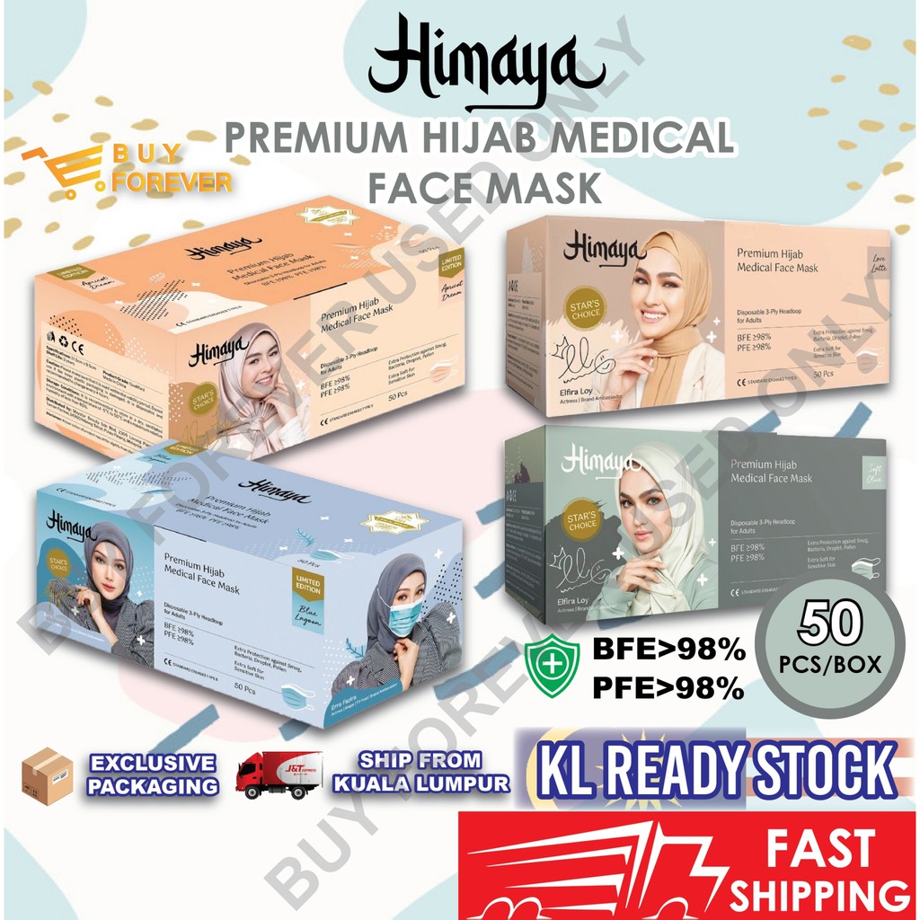HIMAYA HEADLOOP (HIJAB) MASK 3 Ply Premium Medical Face Mask by HIMAYA ...