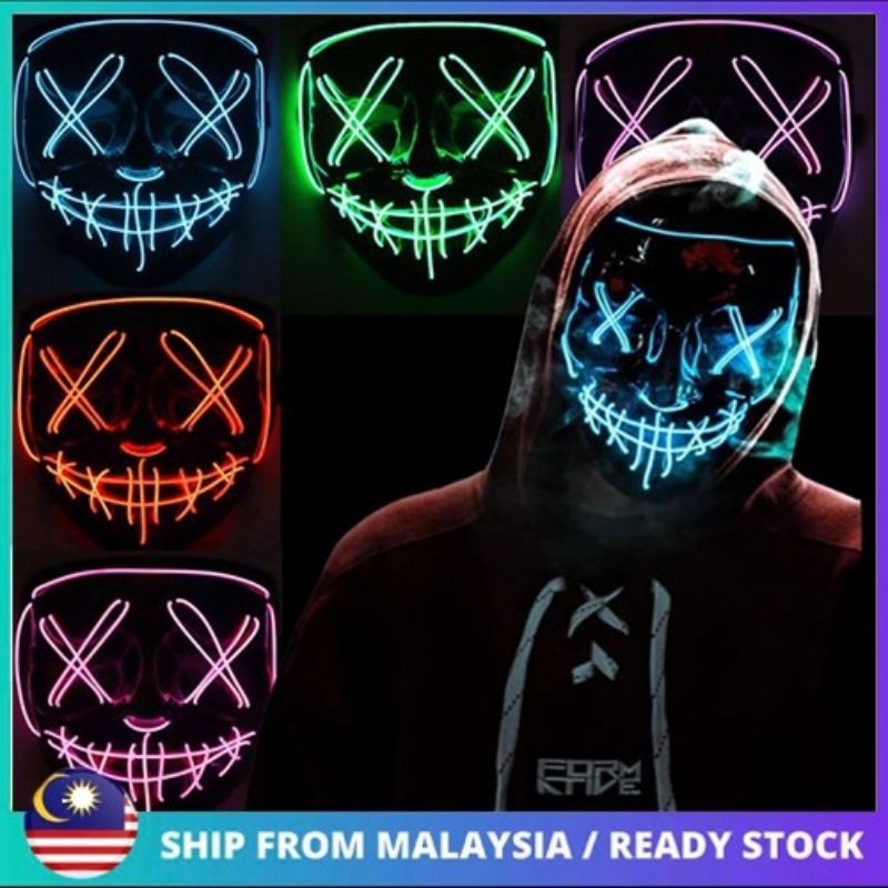 Led Mask Halloween Party Masque Masquerade Cosplay Neon Maske Light ...