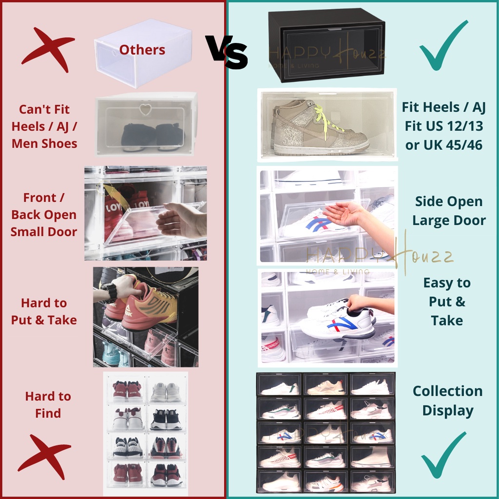 【READY STOCK】HAHO Large Stackable Interlock Side Open Side View Shoe ...