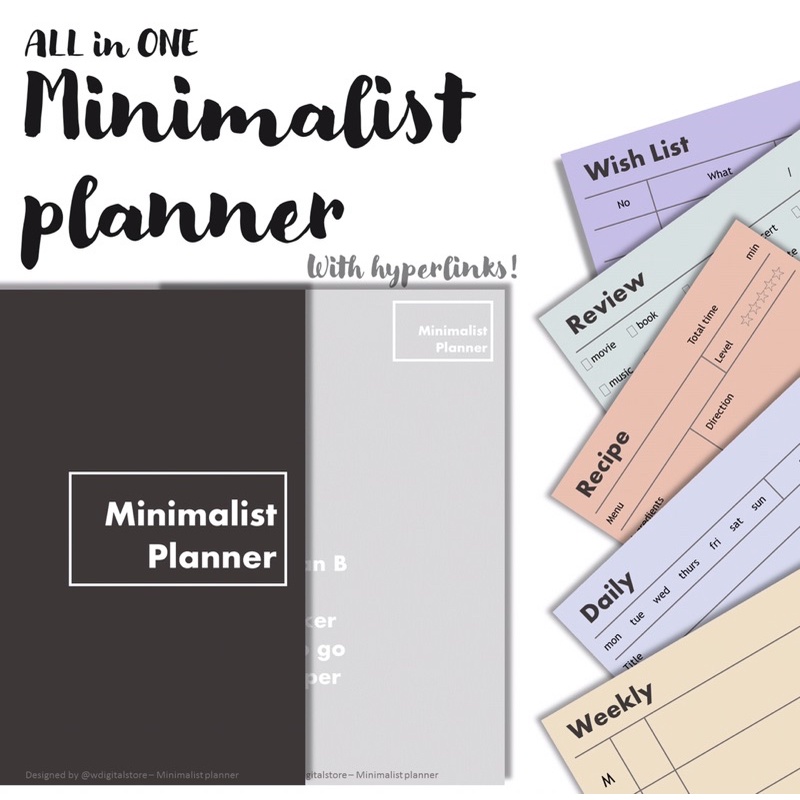 Minimalist Planner All In One Digital Planner Printable PDF Notability 