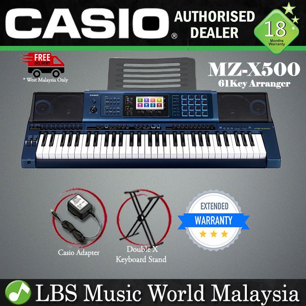 Casio MZ-X500 61 key Arranger Portable Keyboard With Adapter (MZX500 ...