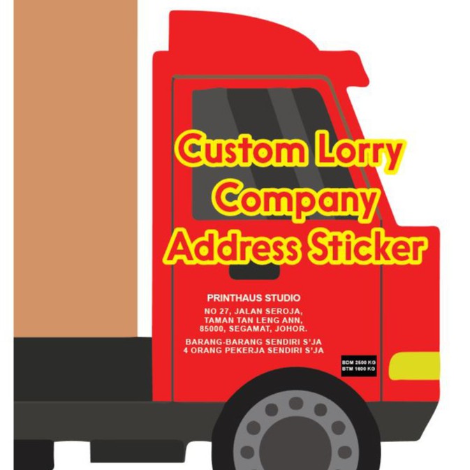 Custom Lorry Company Name Address Sticker Alamat Nama Lori JPJ Aksesori ...