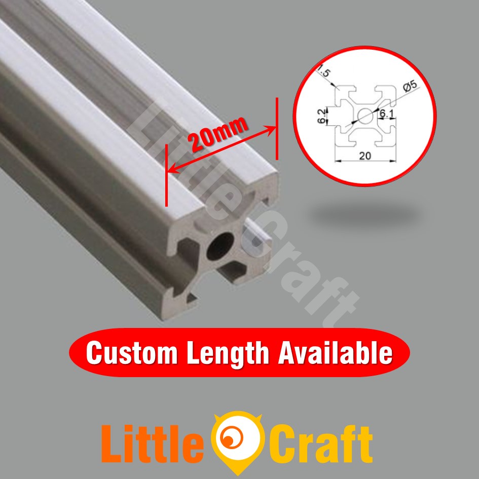Rigid Industrial 20x20 Aluminium Profile - Length: 100 - 1500mm ...