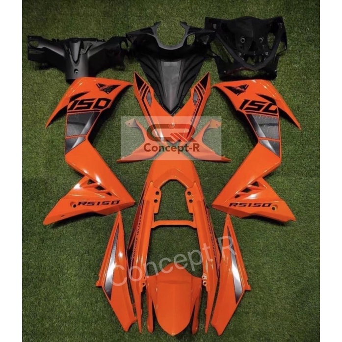 HLD Cover Set Custom RS150 V1/V2 Orange Sticker Chrome Black | Shopee ...