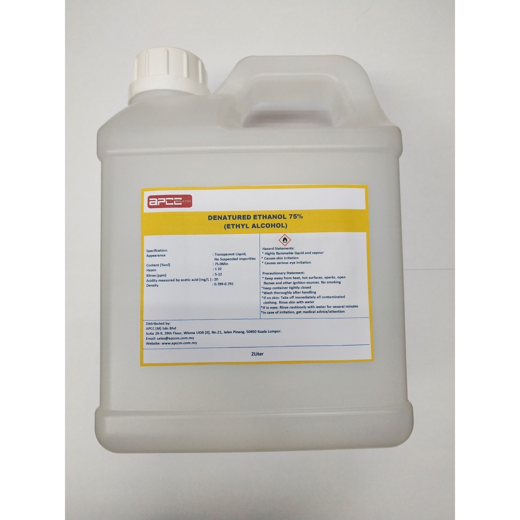 Denatured Ethyl Alcohol (Ethanol 75%) - (2L) | Shopee Malaysia