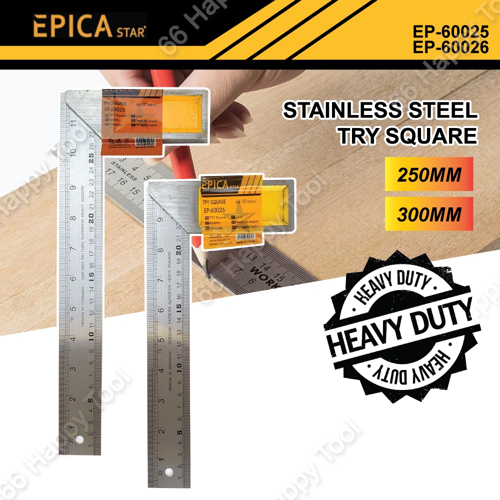 EPICA STAR Stainless Steel Try Square L-Shape Heavy Duty 250MM/300MM ...