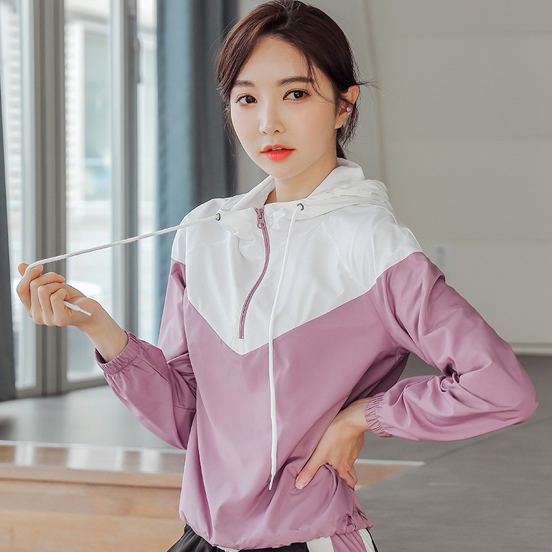 Zip Pullover Women Running Jacket Hoodie Workout Clothes Yoga Shirts ...