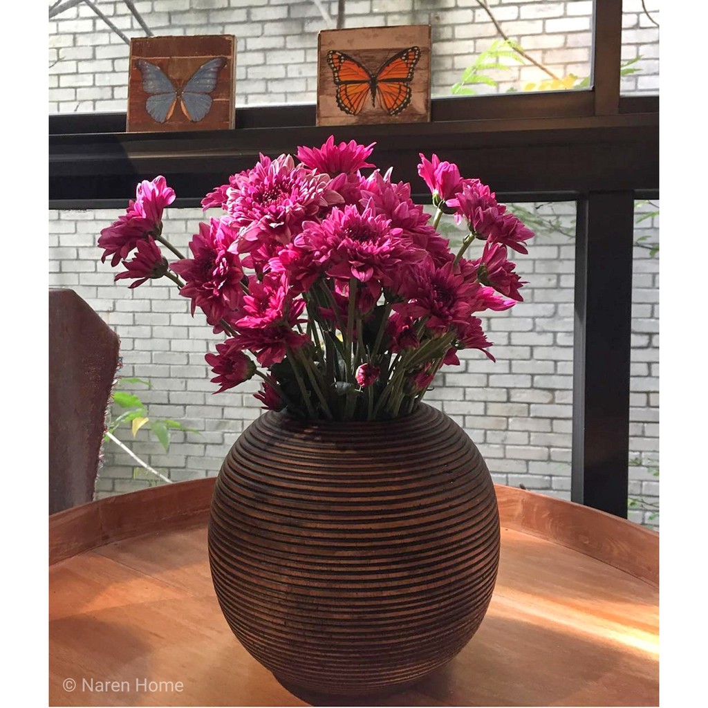 Wooden Vase Dark Brown Black Model 8075 | Shopee Malaysia