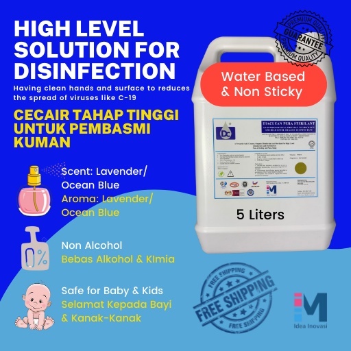 Diaclean Sanitizer Ocean Blue/Lavender 5 Liter/Halal/KKM Approved ...