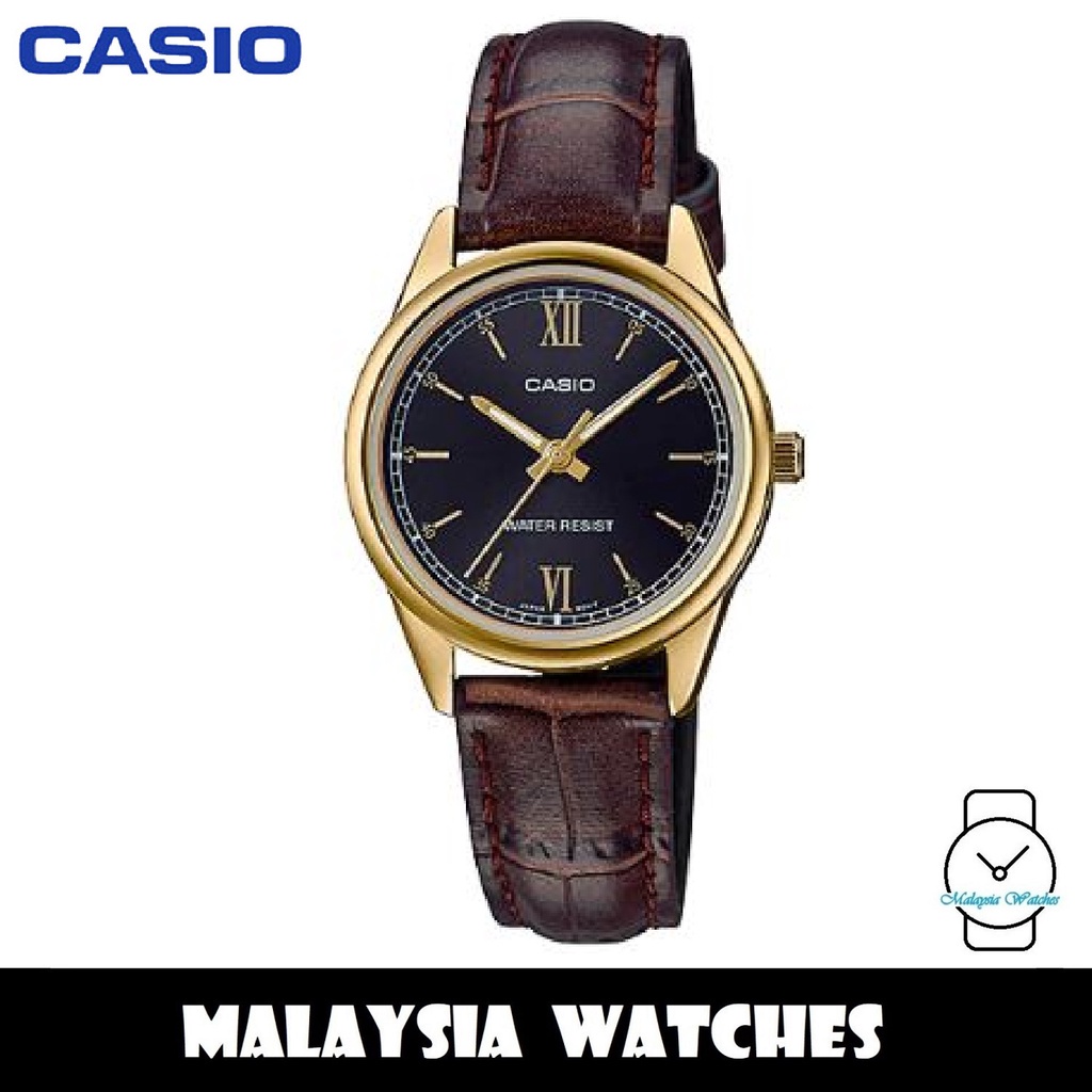 (100% Original) Casio LTP-V005GL-1B2 Quartz Black Dial Gold-Tone ...