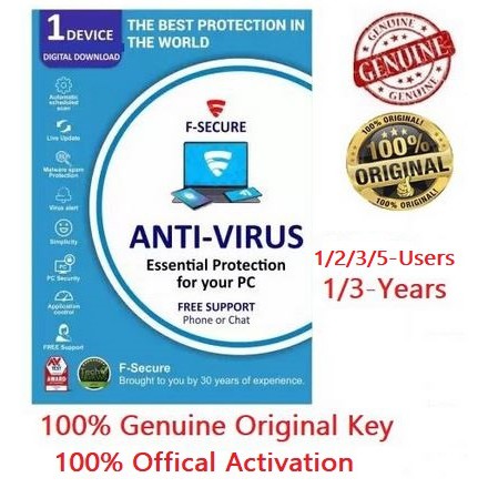 Original F-secure Antivirus For Windows Latest Version-1/2/3/5- Users ...
