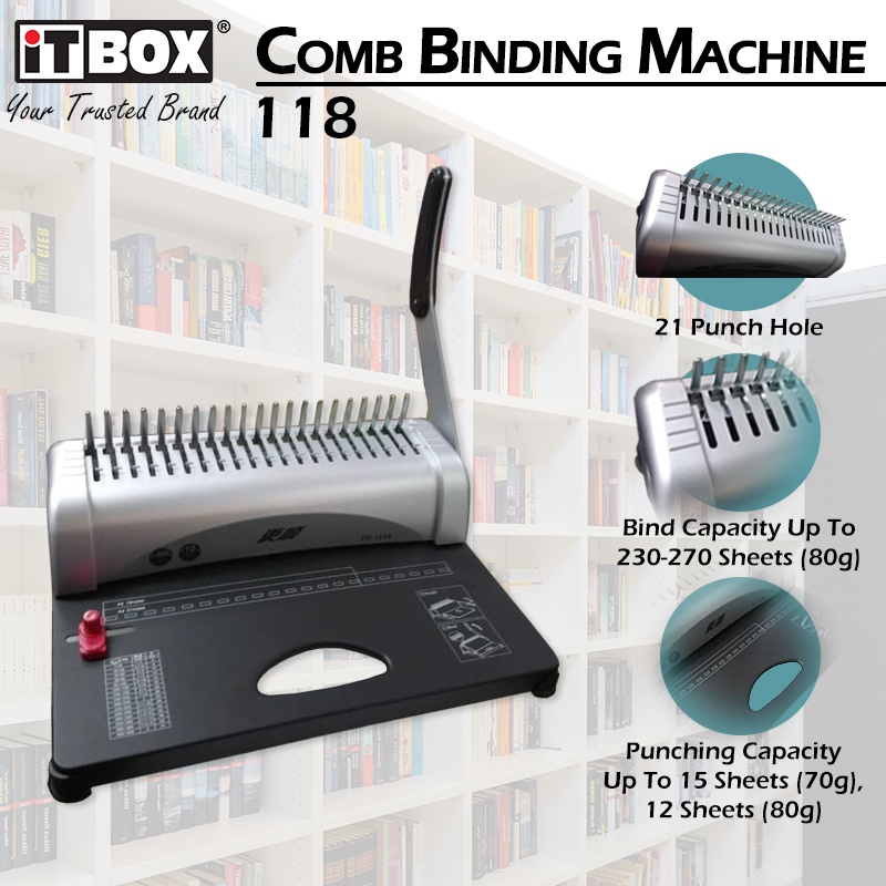iTBOX Comb Binding Machine 118 | Heavy Duty Comb Binder | A4 Paper ...