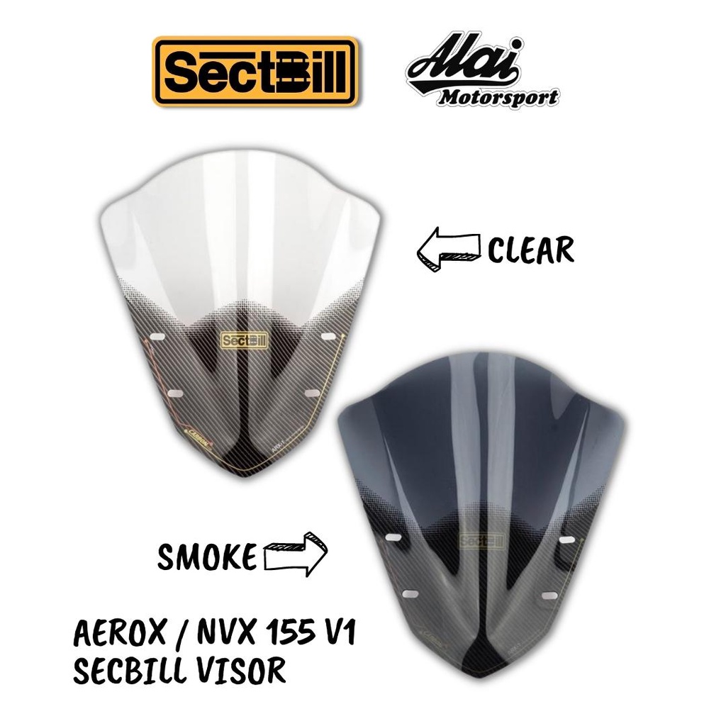 *ALAIMOTORSPORT* SECTBILL VISOR WINDSHIELD YAMAHA NVX / AEROX V1/V2 ...