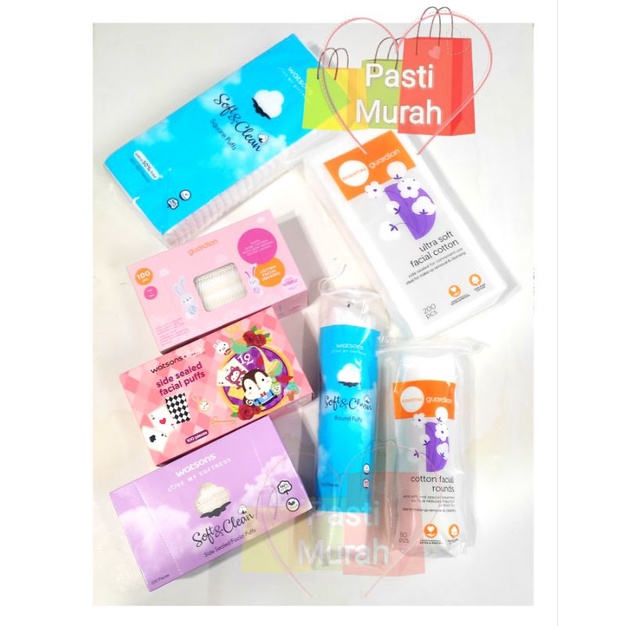 GUARDIAN / WATSONS Facial Cotton Puff, Square, Round Soft & Care Ultra ...