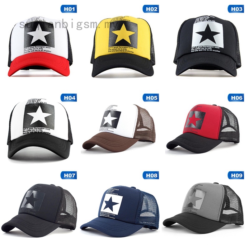 suqianbigsm Men Star Baseball Cap Net Surface Adjustable Hip Hop Hats ...
