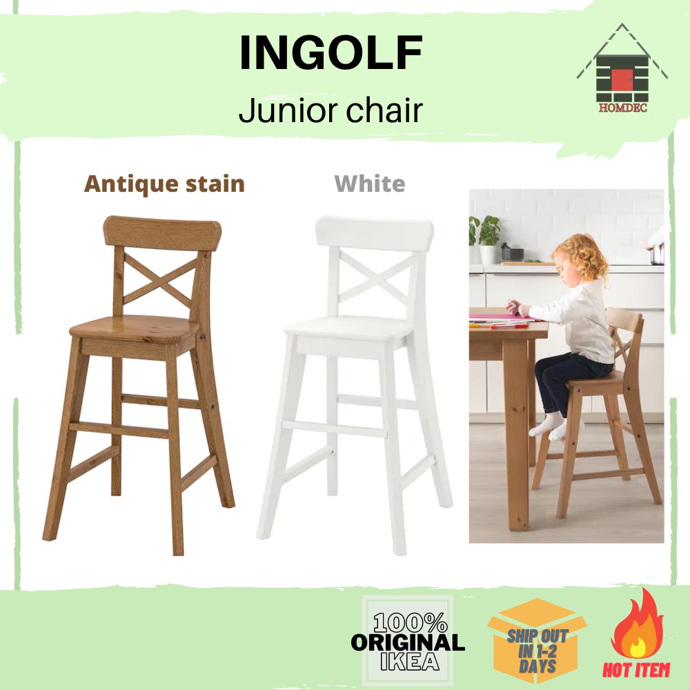 IKEA INGOLF Junior chair, antique stain/white | Shopee Malaysia