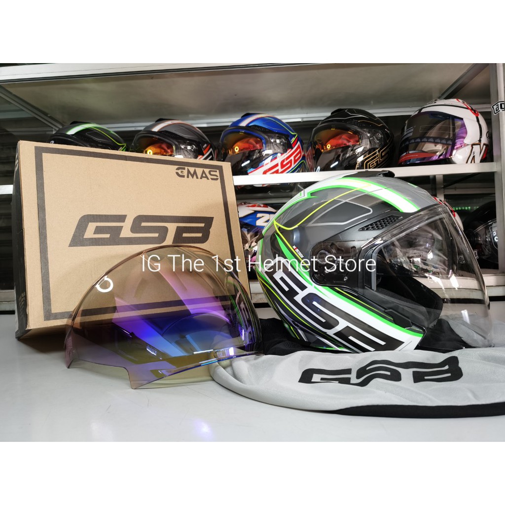 Original GSB G-263 Green Open Face Helmet | Shopee Malaysia