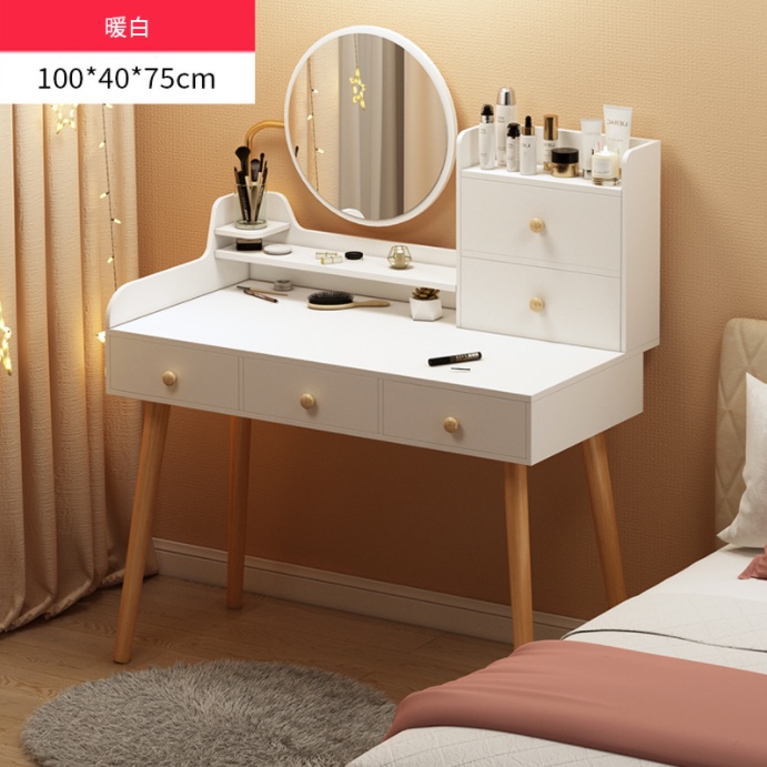 Meja Solek 100cm / Dresser Table 3 Drawer /SHIRO Table with mirrow ...