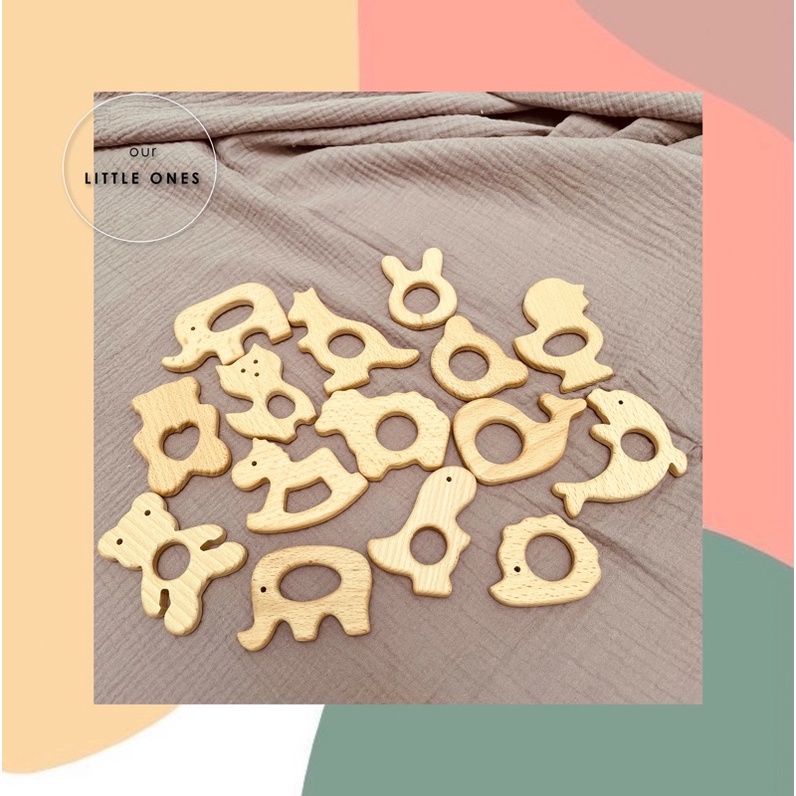 [Our Little Ones] Cute Animal Wooden Teether for Baby / Mainan Gigit ...