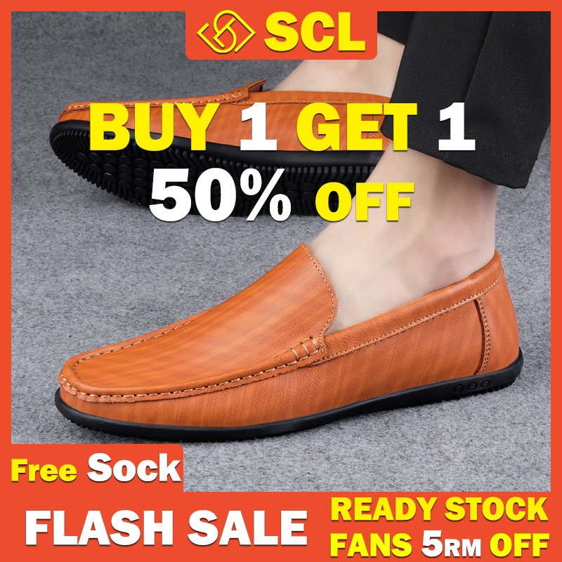SCL READY STOCK Men's Casual Loafers Textured Boat Shoes Lightweight ...