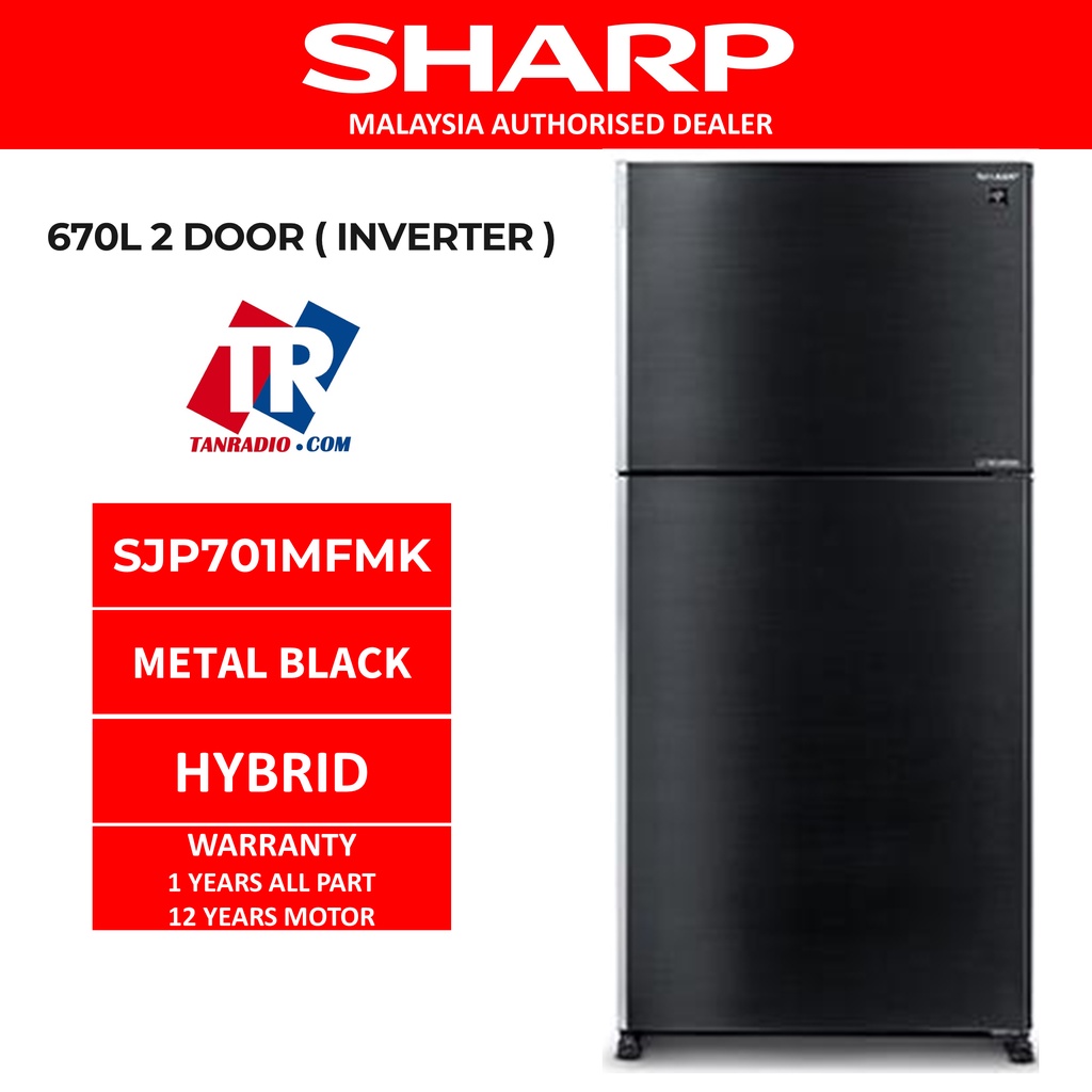 SHARP Inverter Metal Black Refrigerator 2 Door Fridge (670L) SJP701MFMK ...