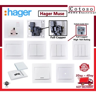 HAGER Muse 1G /2G /3G/ 4G/ Bell Switch /20a Double pole (Hager Muse ...