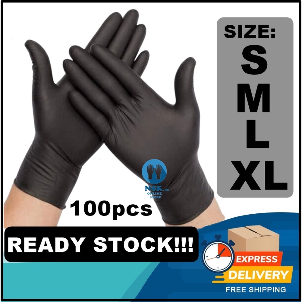 [Ready Stock] Disposable Nitrile Hand Gloves - BLACK / Sarung Tangan ...