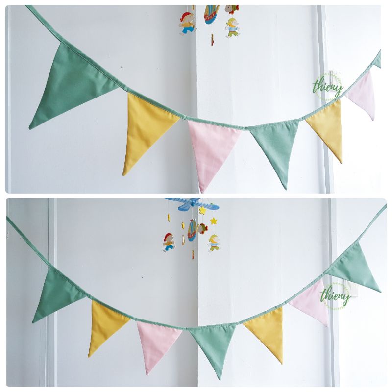 Triangle Flag String, Yellow And Pink, Beautiful Sewing, 2.2M Long ...