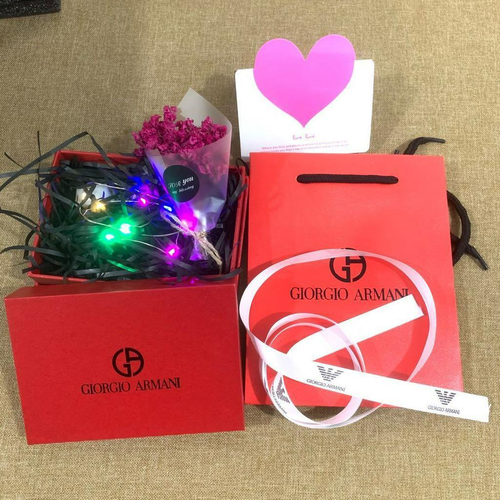 Versi Asal Merah Armani Beg Kertas Hadiah Kotak Bungkusan Membeli-belah ...