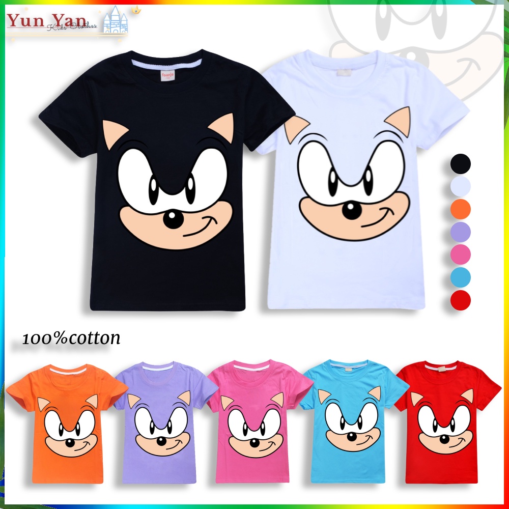 Sonic The Hedgehog Expression Print Cartoon Kids Top, 100% Cotton T ...