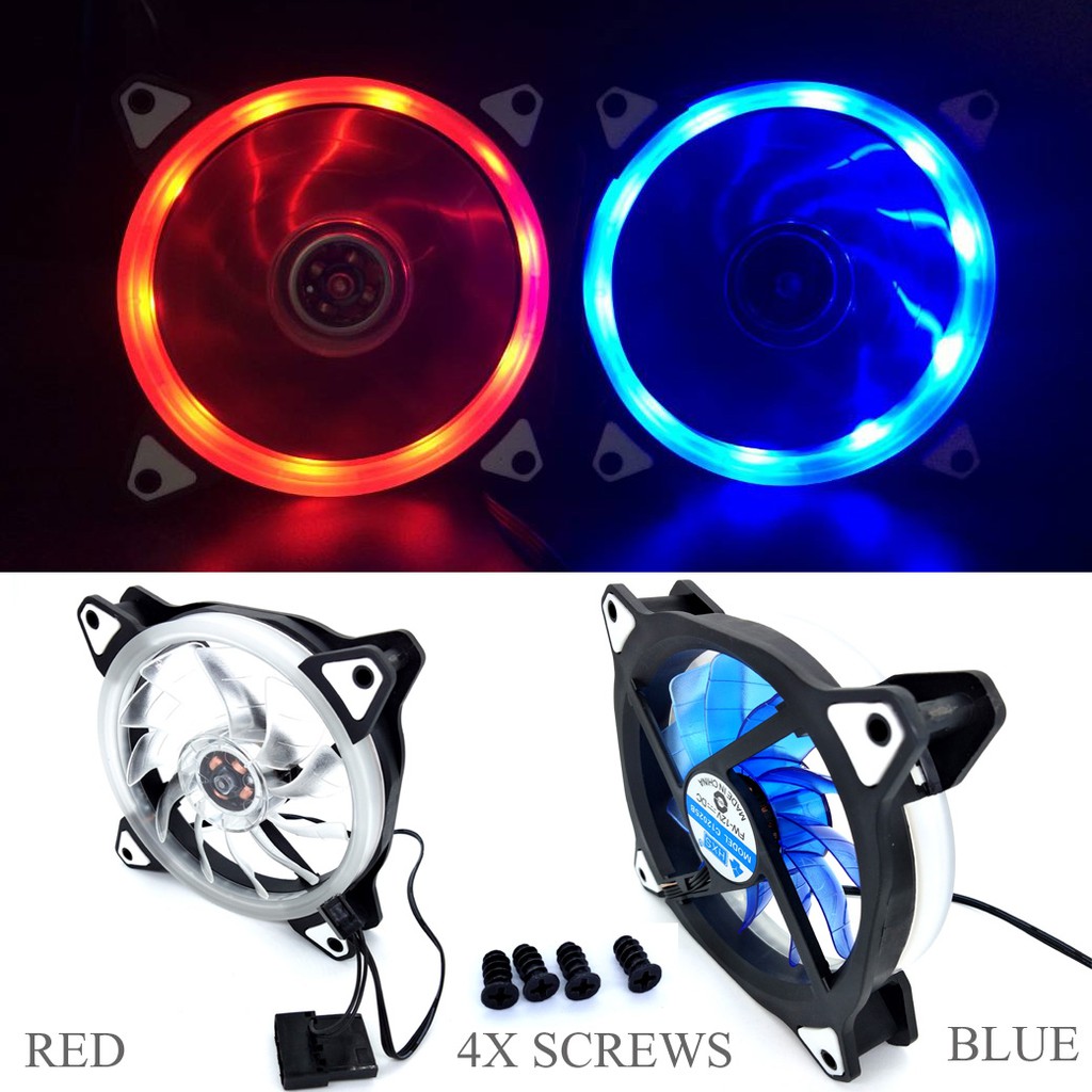 X6 25DB 2100RPM 12V 3-4PIN 12cm PC Casing Cooling Fan Ring LED | Shopee ...