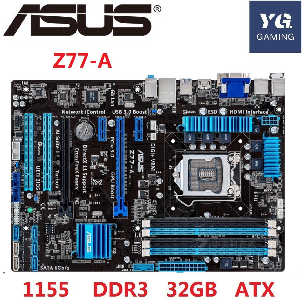 Asus z77-a desktop motherboard z77 socket lga 1155 i3 i5 i7 ddr3 32g atx uefi bios original used ...