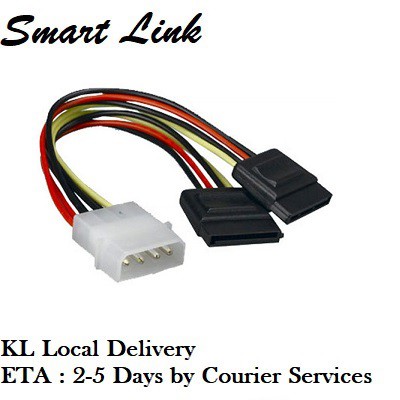 (Ready Stock) i Cable Molex 4Pin (Male) to 2 x SATA Hard Disk 15Pin ...