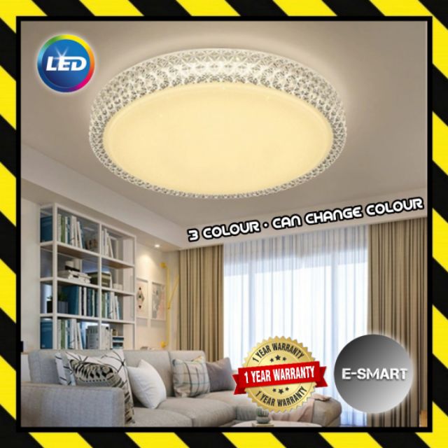 E-SMART 35CM / 50CM CRYSTAL LED CEILING LIGHT 3 STEP COLOUR LAMPU ...