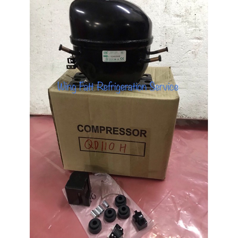 (New) QD110H 1/3HP Refrigerator Compressor R134a gas (Set) Refrigeration /Peti Sejuk/Ais ...