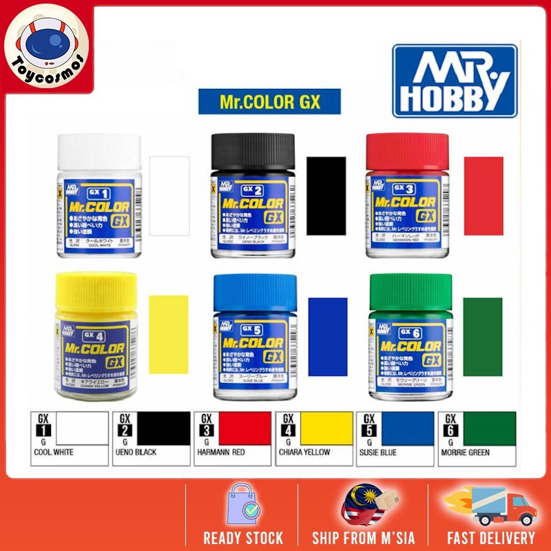 Mr. Hobby Mr. Color GX1 White GX2 Black GX3 Red GX4 Yellow GX5 Blue GX6 ...