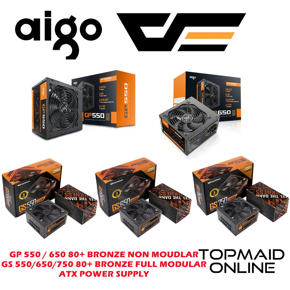 Aigo GP550 W / GP650 W / GS550 W / GS650 W / GS750 W 80Plus Bronze NON ...
