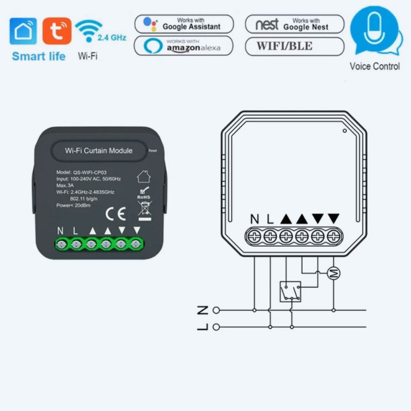 TUYA WiFi Smart Curtain Blinds Module QS-WIFI-CP03 Switch Roller ...