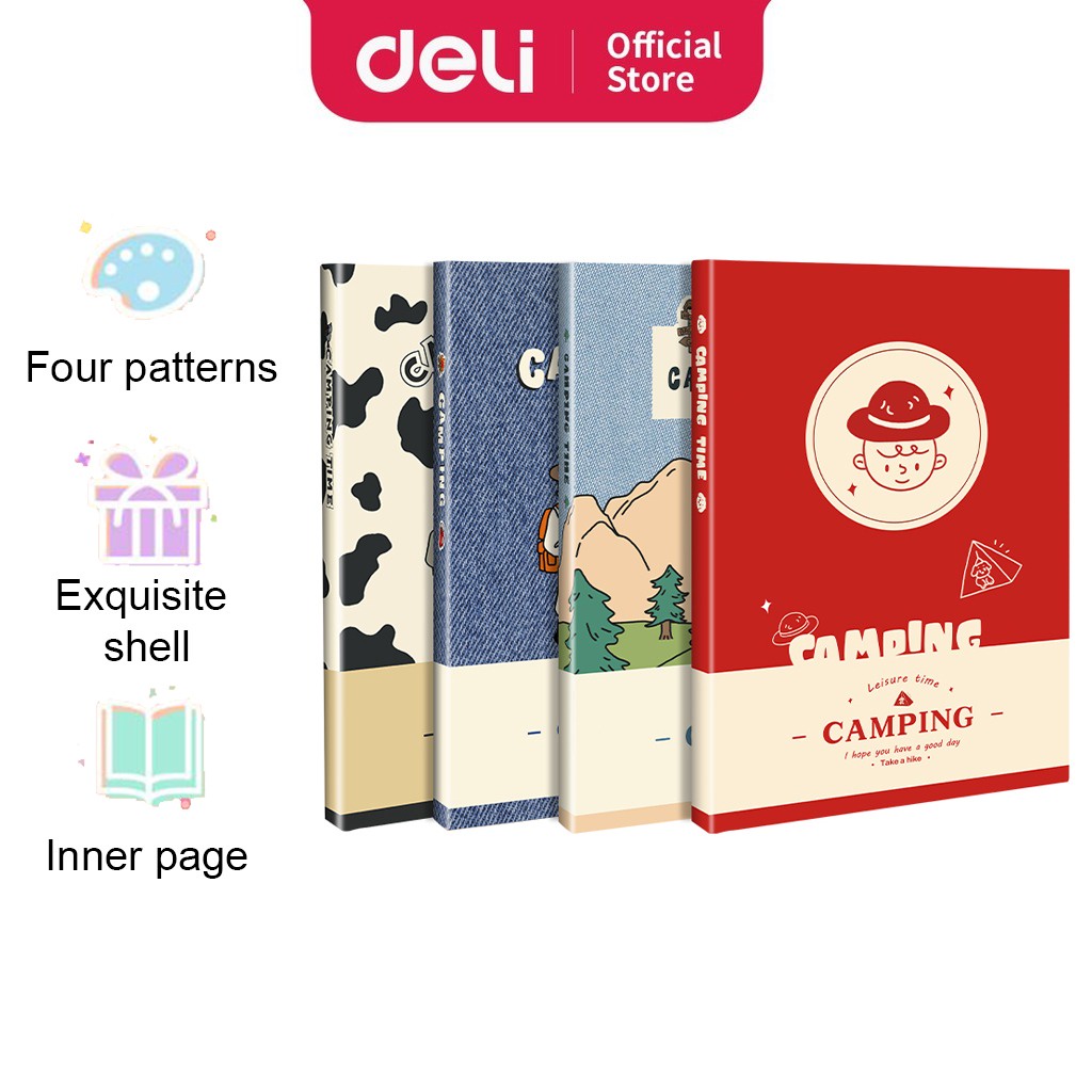 Deli Notebook SZ062 Camping Series Planner Notebook 96 Sheets Mini Hard ...