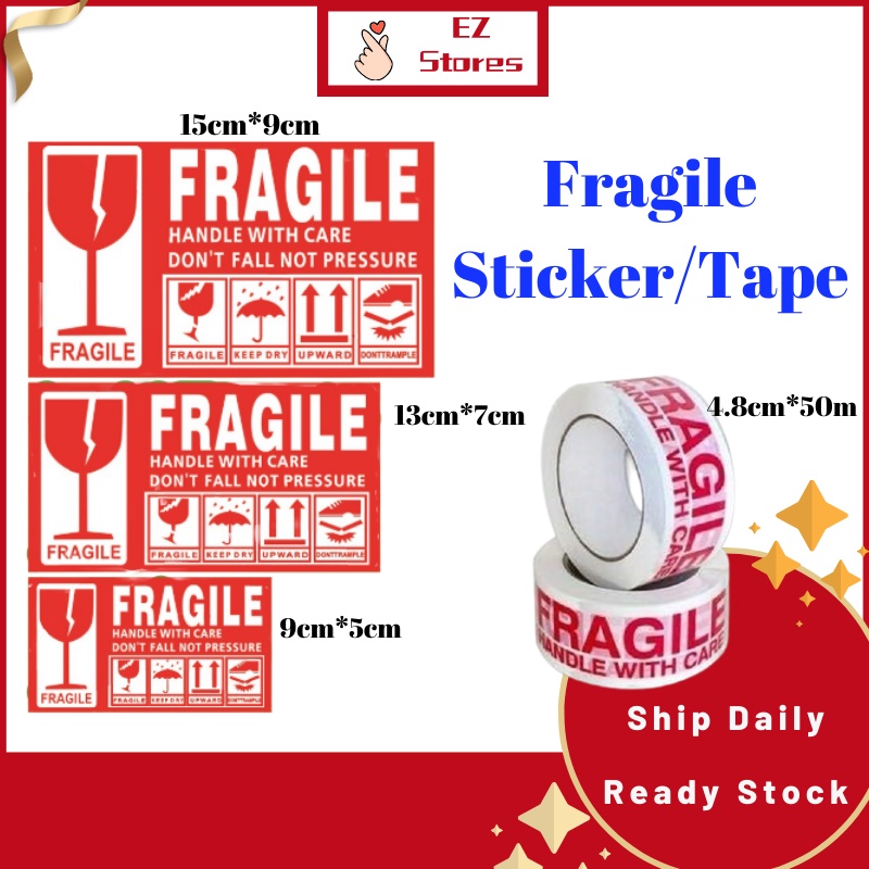 Fragile Sticker / Fragile Tape : Fragile Sticker (9*5cm, 13*7cm, 15*9cm ...