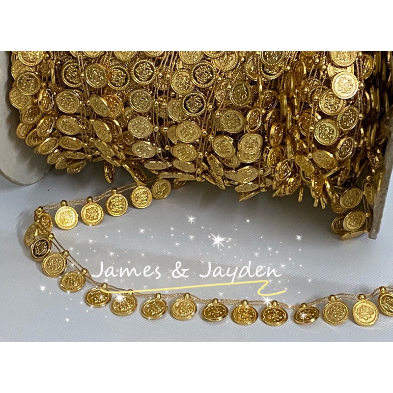 [Meter] Gold Coin Lace / Renda Hiasan / Renda Hantaran / Renda Emas ...