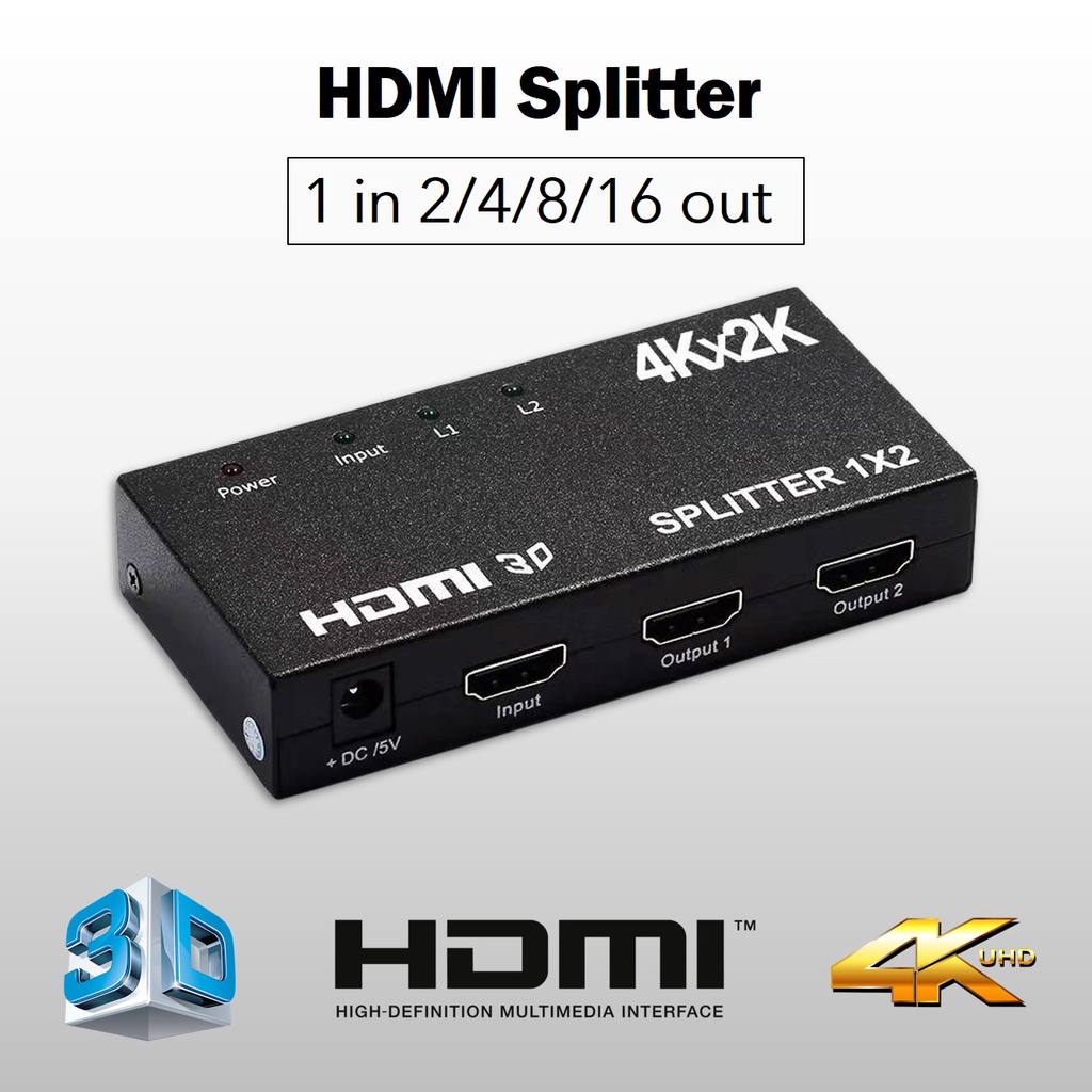 HDMI SPLITTER 4K with UK Power Adapter 1 IN 2/4/8 OUT FULL HD for Astro ...