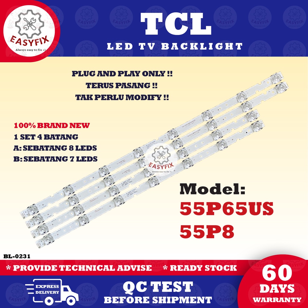 55P65US / 55P8 TCL 55 INCH LED TV BACKLIGHT ( LAMPU TV ) 55" LED BACKLIGHT | Shopee Malaysia