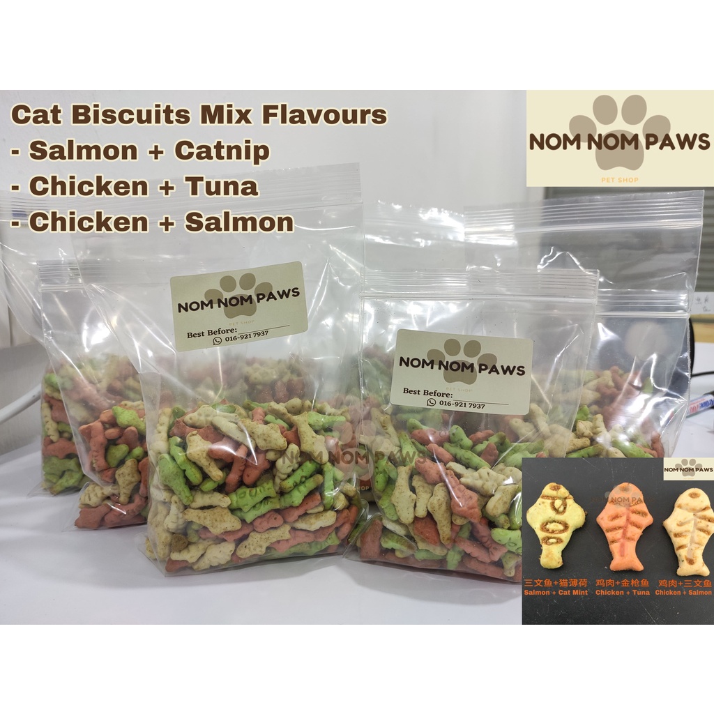 (READY-STOCK) Cat Biscuits Mix Flavours/ Biscuit Kucing/ Catnip/Salmon ...