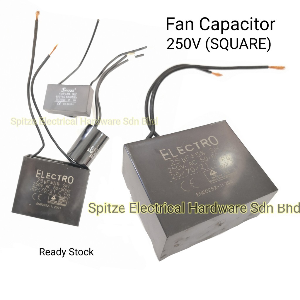 (250V) 6 to 25 uf FAN CAPACITOR (SQUARE) / Electric FanTerminal Ceiling ...