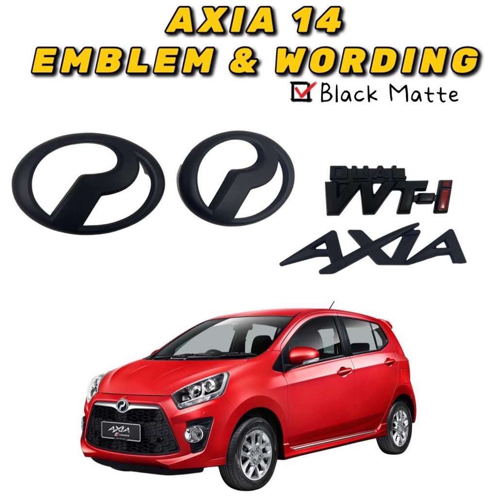 PERODUA AXIA 2014 2015 2016 EMBLEM FRONT & REAR & WORDING BLACK CARBON ...